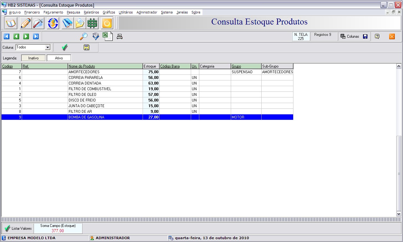 Consulta Estoque Produtos